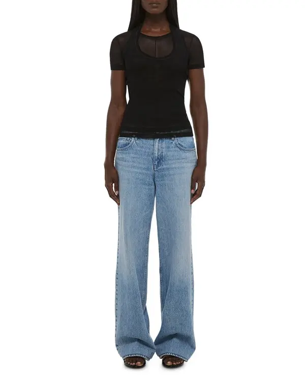 Helmut Lang Fine Mesh Layered Tee - Black