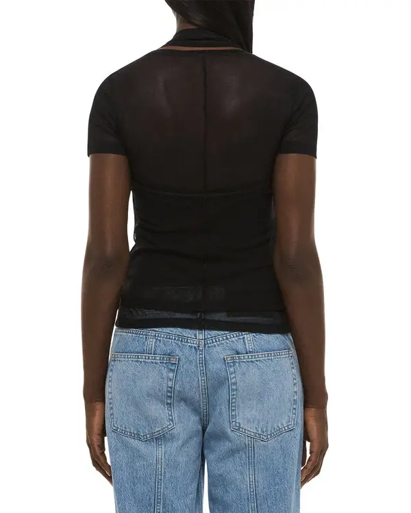 Helmut Lang Fine Mesh Layered Tee - Black