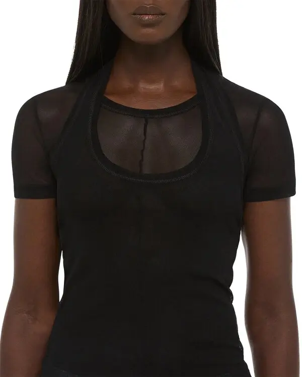 Helmut Lang Fine Mesh Layered Tee - Black