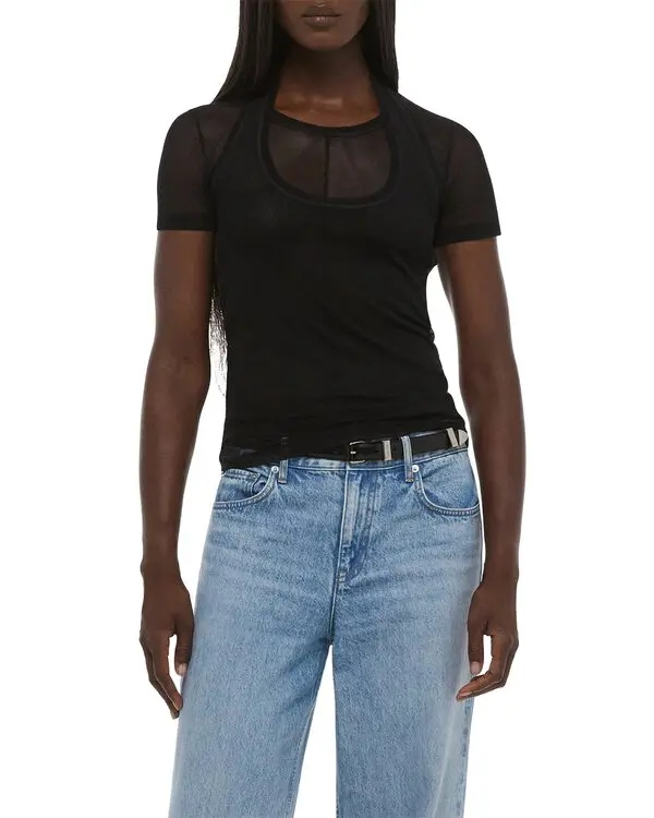 Helmut Lang Fine Mesh Layered Tee - Black