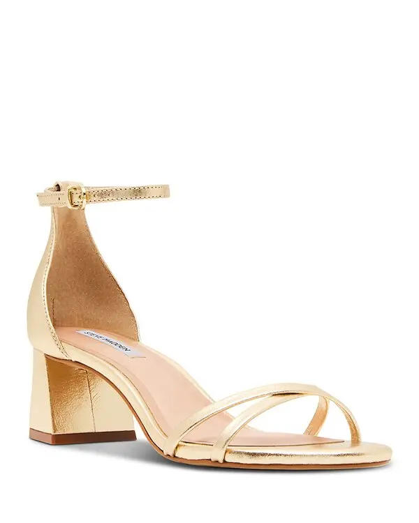 Steve Madden Block Heel Sandals - Gold Leather