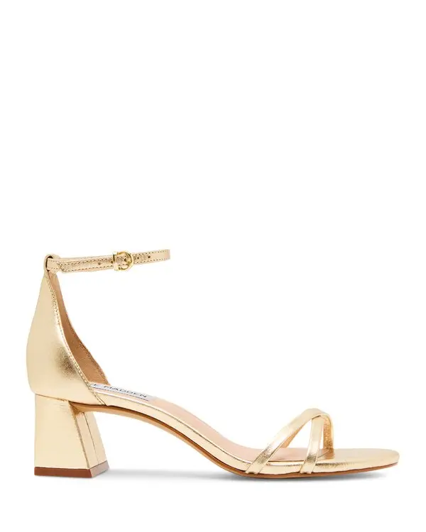 Steve Madden Block Heel Sandals - Gold Leather