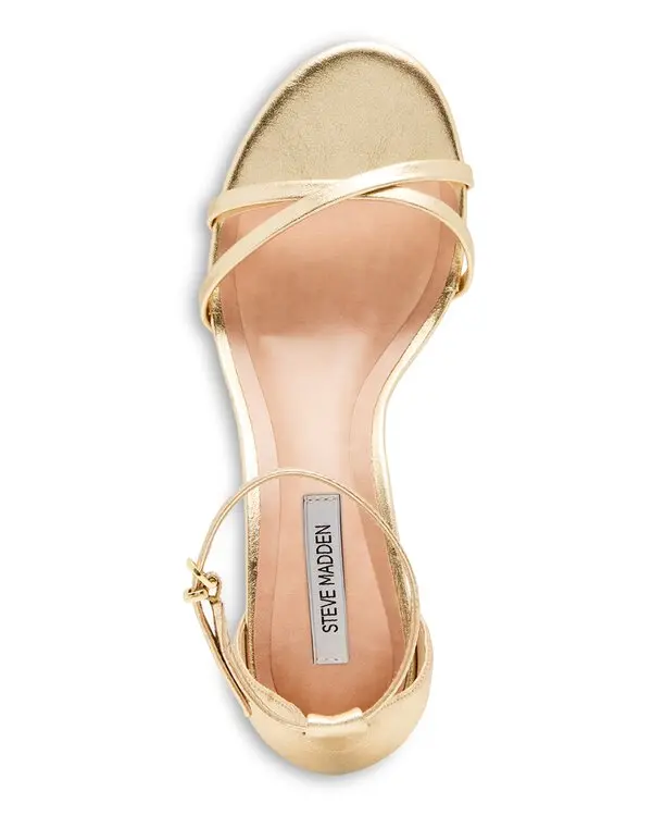Steve Madden Block Heel Sandals - Gold Leather