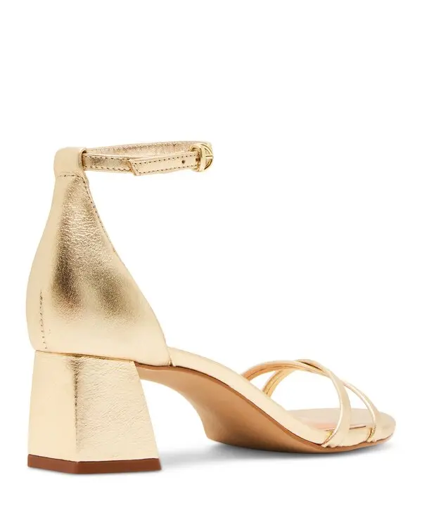 Steve Madden Block Heel Sandals - Gold Leather