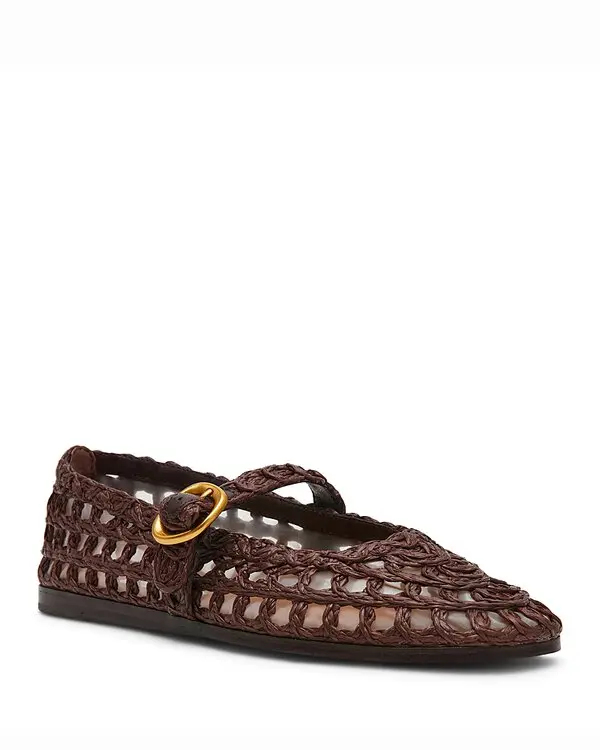 Steve Madden Melody Raffia Flats - Brown Raffia