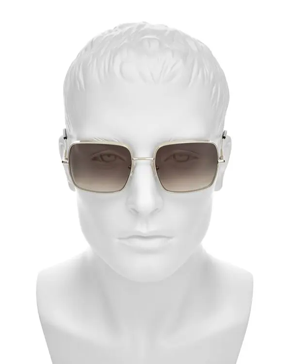 Alexander McQueen Square Sunglasses, 55mm - Silver