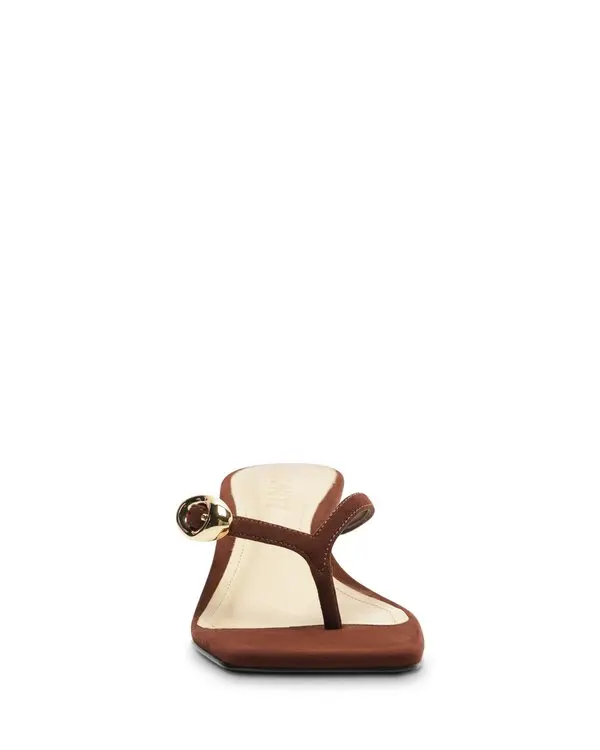 Schutz Miriam Nubuck Thong Sandals - Chestnut Brown