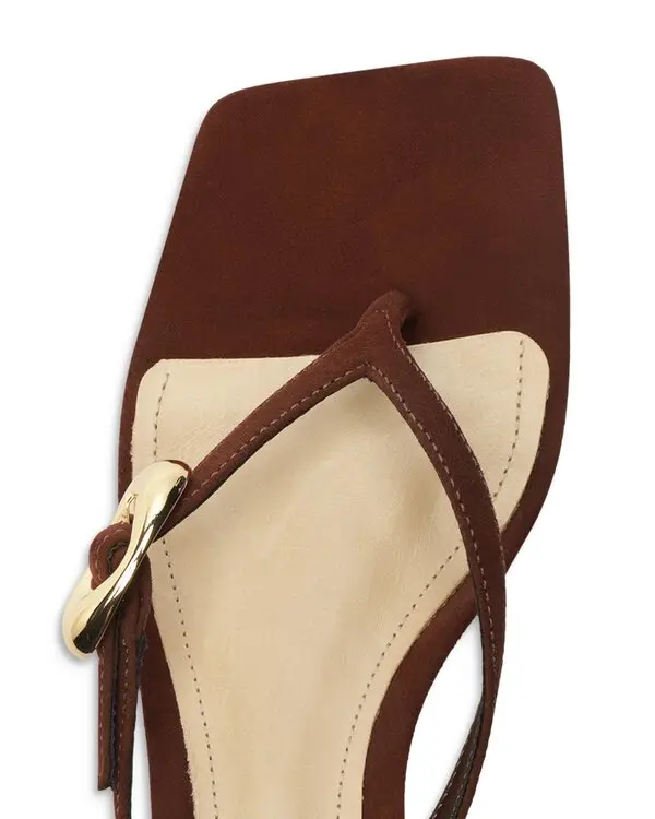 Schutz Miriam Nubuck Thong Sandals - Chestnut Brown