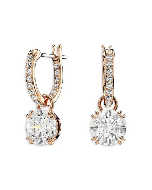 SWAROVSKI Stilla Crystal & Cubic Zirconia Charm Hoop Earrings - Rose Gold
