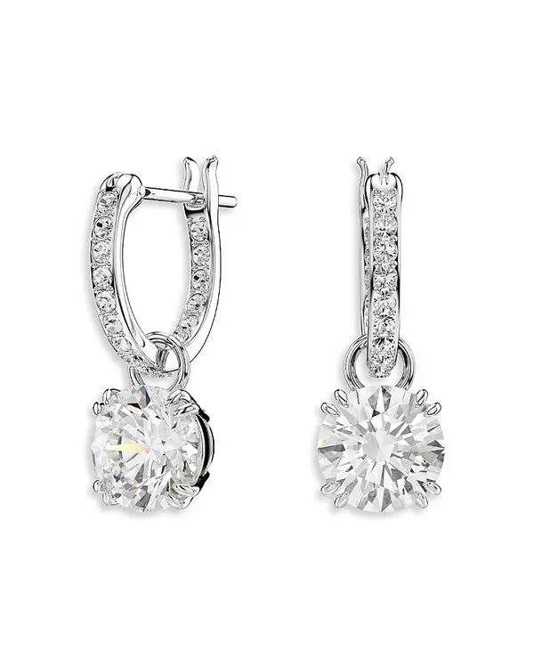 SWAROVSKI Stilla Crystal & Cubic Zirconia Charm Hoop Earrings - Silver