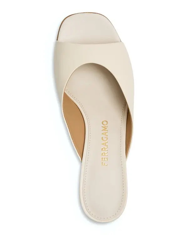 FERRAGAMO Igea S-shape Heel Slide Sandals - Mascarpone