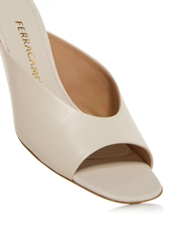 FERRAGAMO Igea S-shape Heel Slide Sandals - Mascarpone