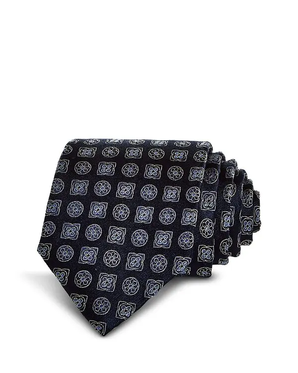 Bloomingdale'S Classic Floral Medallion Silk Tie - Navy