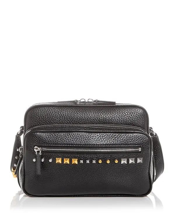 Valentino Garavani Embellished Leather Camera Crossbody Bag - Black