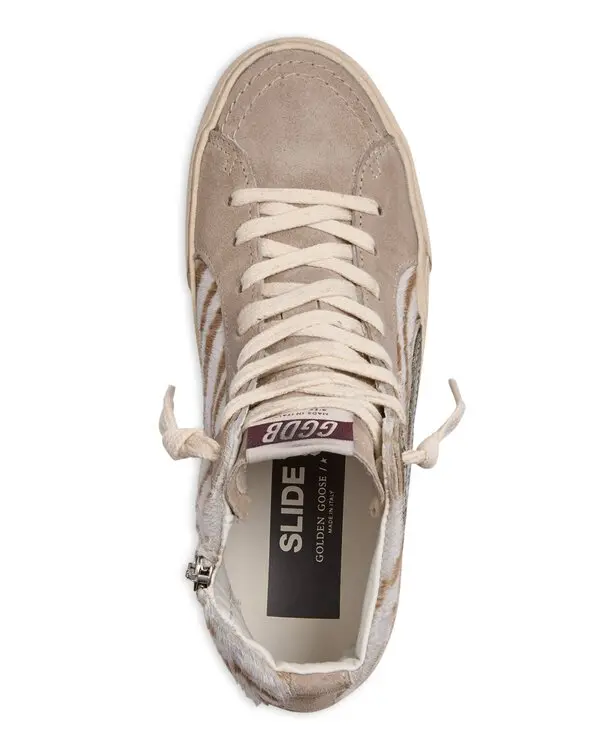 GOLDEN GOOSE Slide Calf Hair Sneakers - White/brown