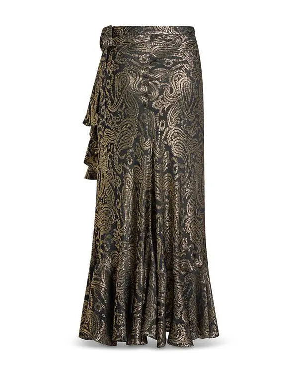 Etro Maxi Wrap Skirt With Paisley Print - Gold