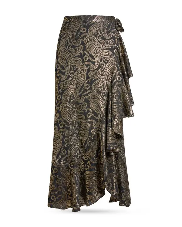 Etro Maxi Wrap Skirt With Paisley Print - Gold