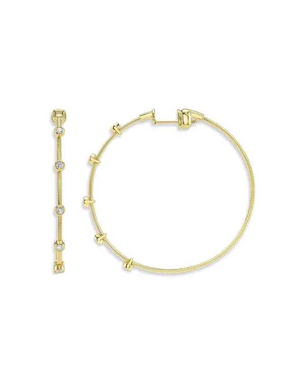 SHY CREATION 14k Yellow Diamond Hoop Earrings