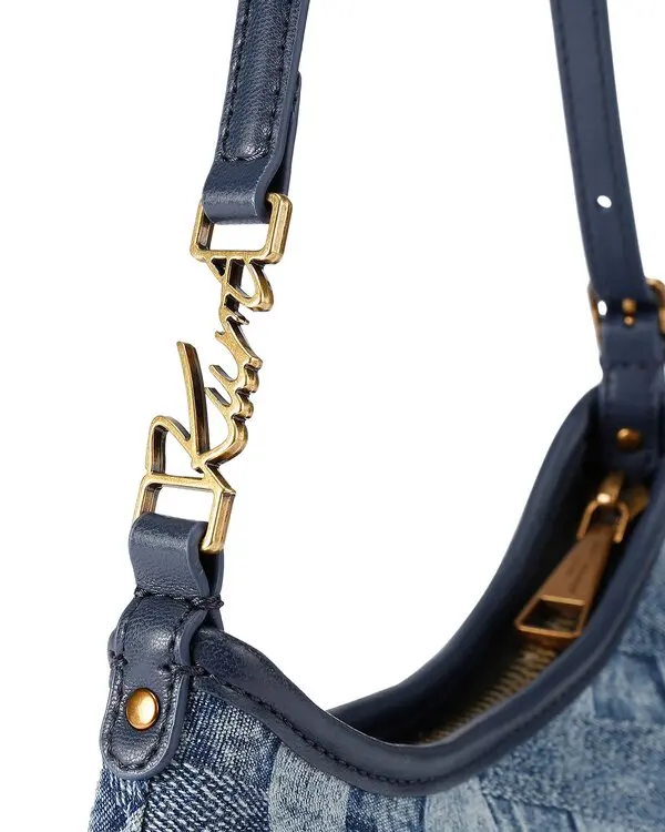 Kurt Geiger Mini Woven Denim Shoulder Bag - Navy