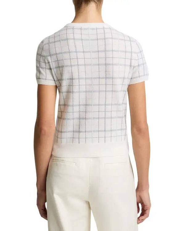 Vince Plaid Crewneck Top - Lagoon Combo