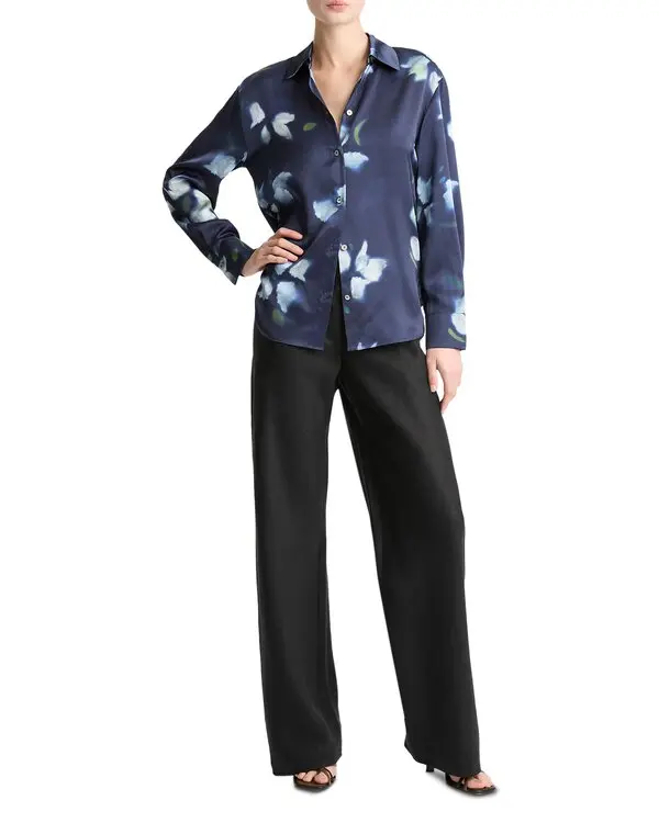 Vince Silk Floral Shirt - Dark Navy