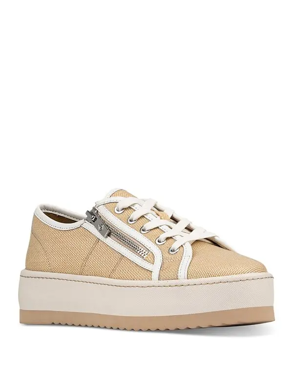 DONALD PLINER Fatima Platform Sneakers With Zip Detail - Natural