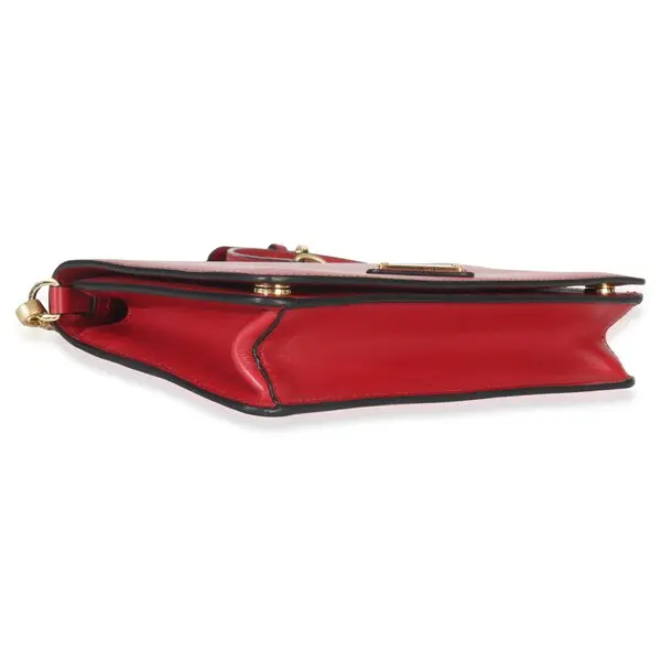 Prada Saffiano Triangle Logo Mini Crossbody - Red