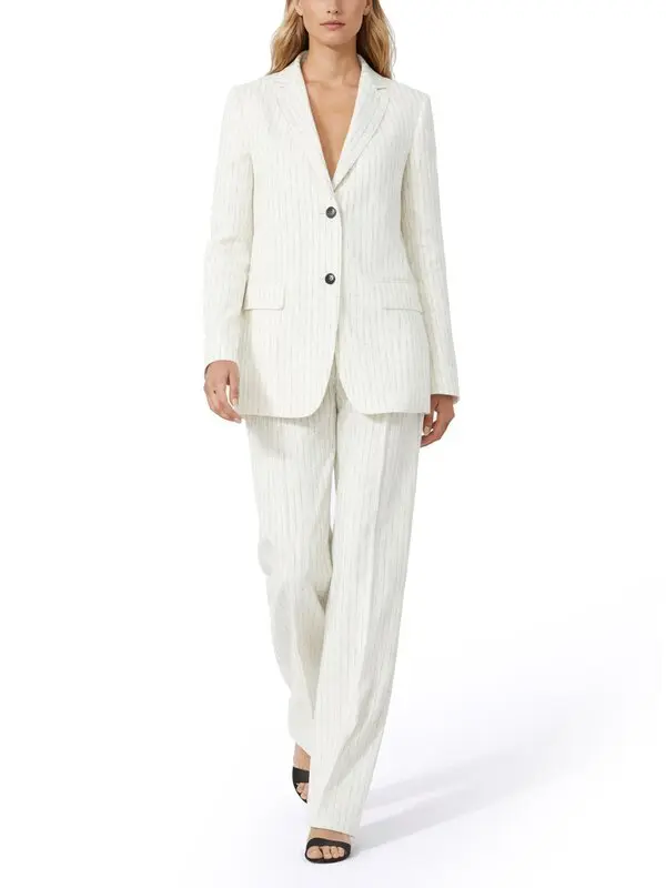 Max Mara Linen Pinstripe Blazer - White