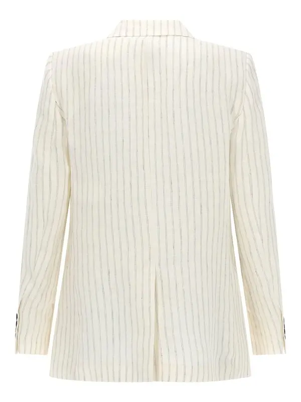 Max Mara Linen Pinstripe Blazer - White