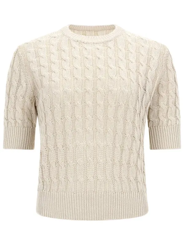Max Mara Braided Linen Knit Top