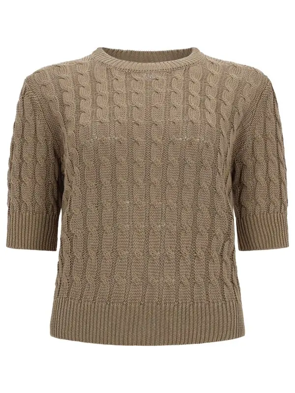 Max Mara Braided Linen Knit Top