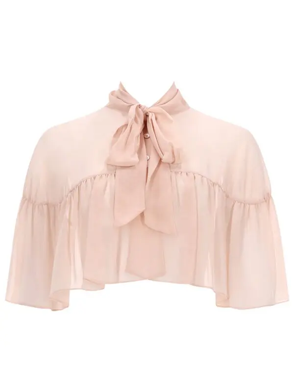 Max Mara Silk Cape With Bow Detail - Pink