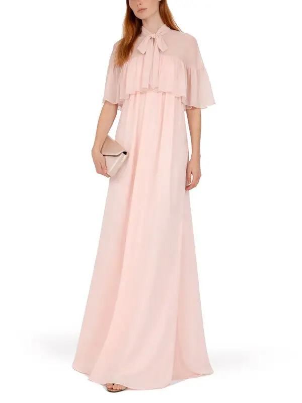 Max Mara Silk Cape With Bow Detail - Pink