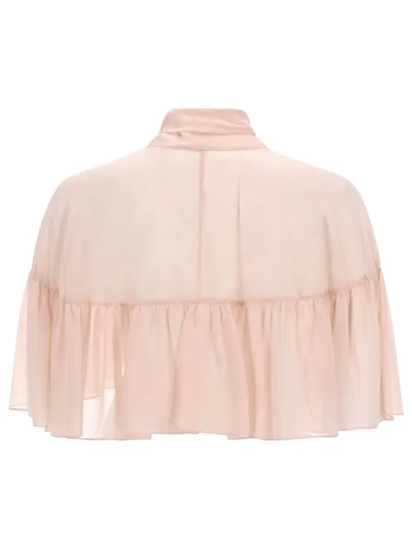 Max Mara Silk Cape With Bow Detail - Pink