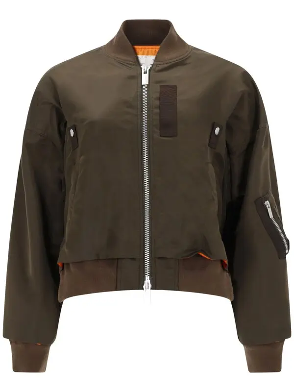 Sacai Cropped Bomber Jacket - Green