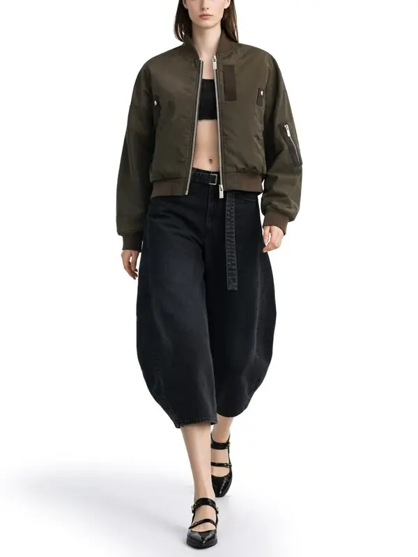 Sacai Cropped Bomber Jacket - Green