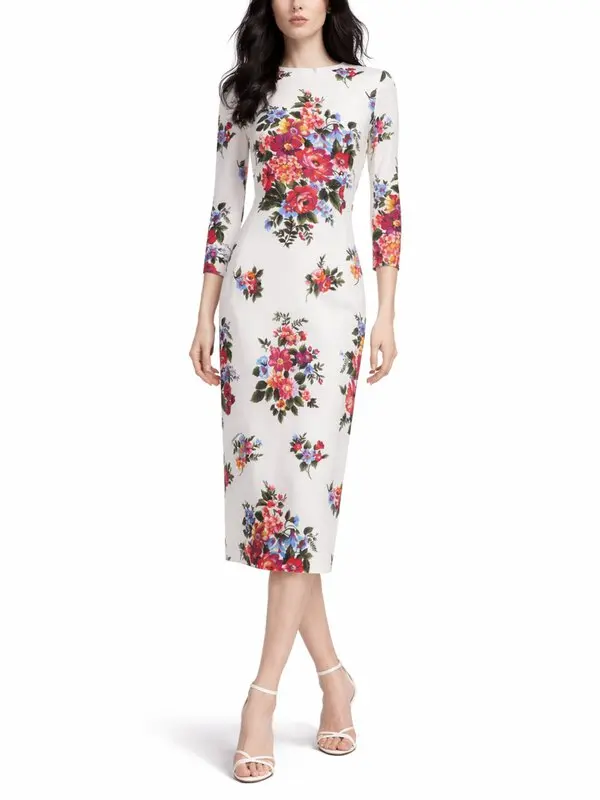 Dolce & Gabbana Midi Dress With Floral Print - White