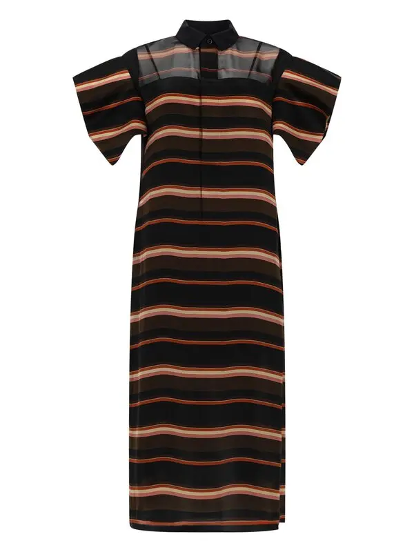 Sacai Midi Dress With Stripe Print - Multicolour