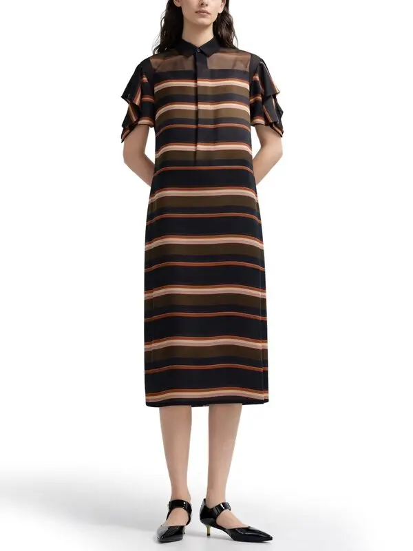 Sacai Midi Dress With Stripe Print - Multicolour