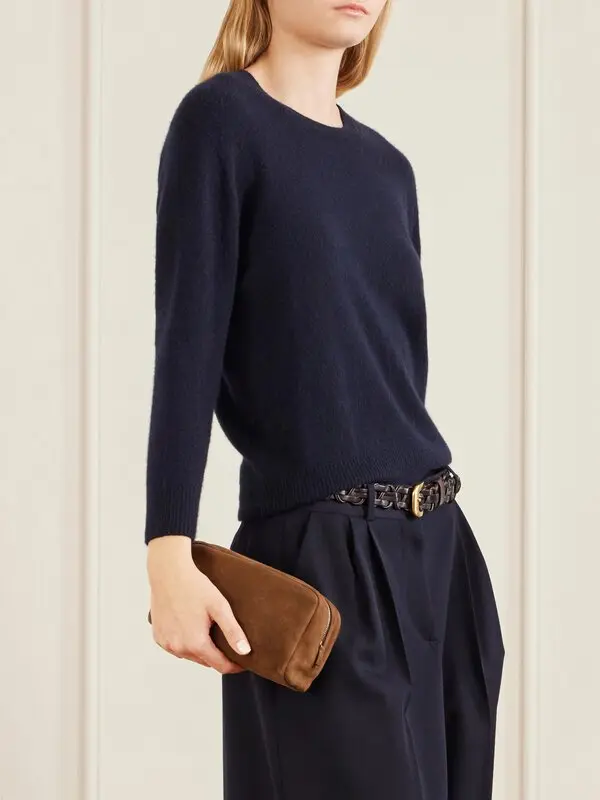 THE ROW Astra Suede Pouch - Brown