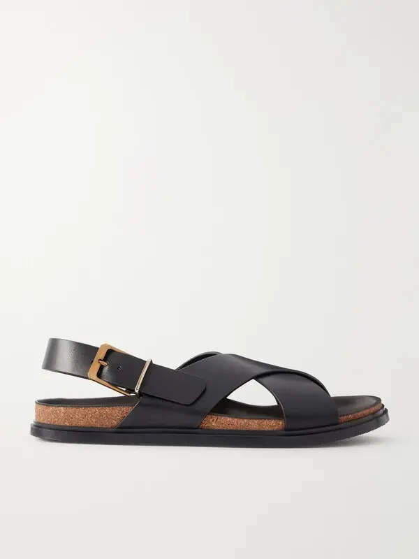 THE ROW Buckle Calf Leather Flat Sandals