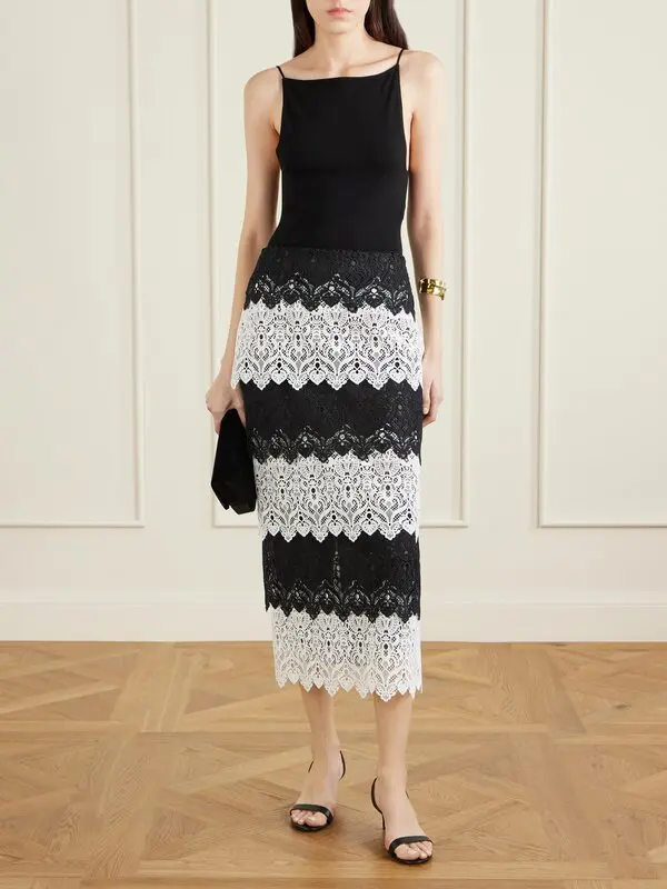 Carolina Herrera Lace Midi Skirt