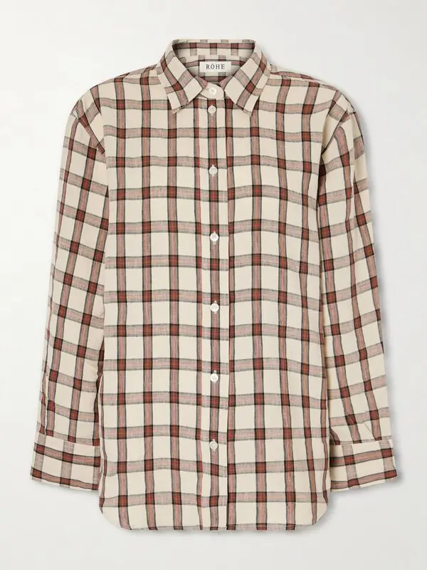 RÓHE Oversized Checked Linen Shirt