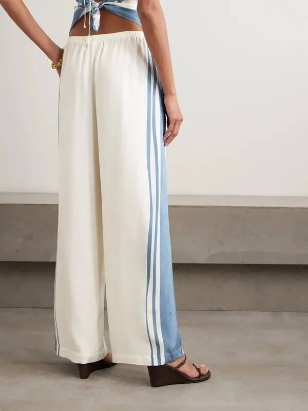 SIR. Lilou Striped Silk Wide-leg Pants - White
