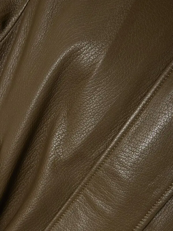 Nour Hammour Textured-leather Hooded Bomber Jacket