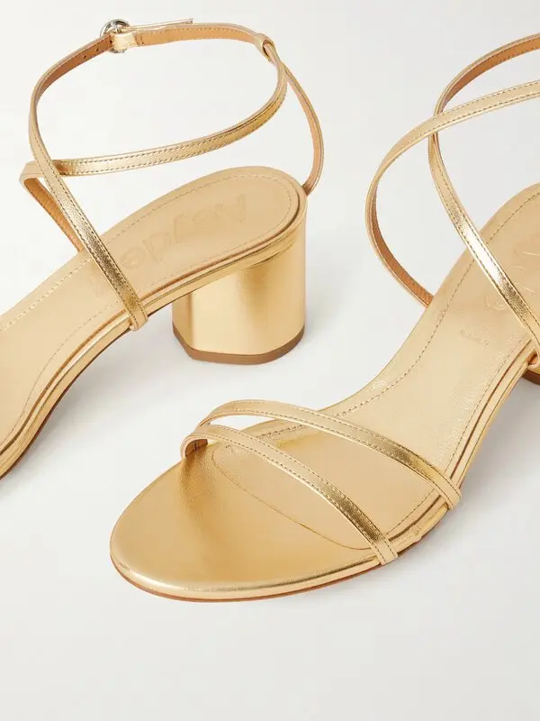 AeydĒ Mirella Metallic Leather Sandals - Gold