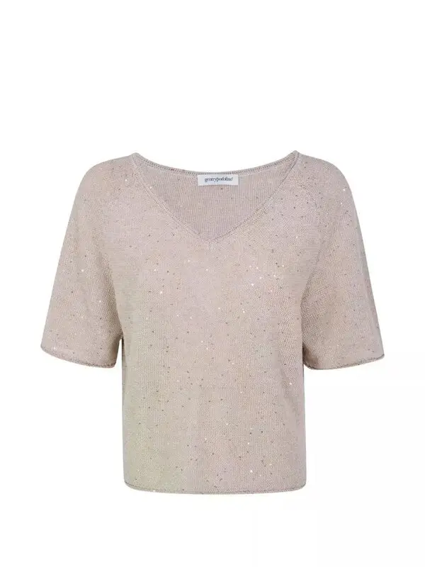 GENTRYPORTOFINO Sequin-embellished Knitted Top