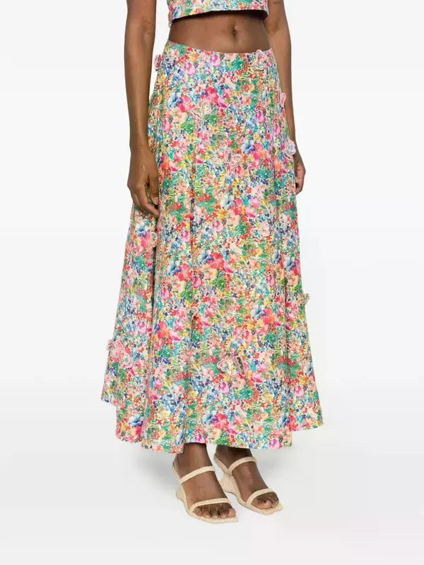 Farm Rio Butterfly-appliqué Maxi Skirt