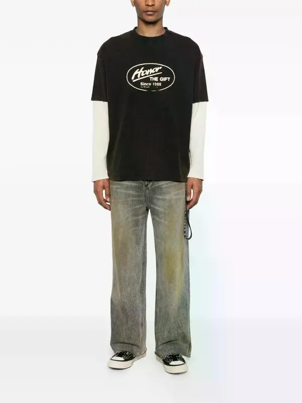 44 LABEL GROUP Wide Leg Jeans With Strap - Grey