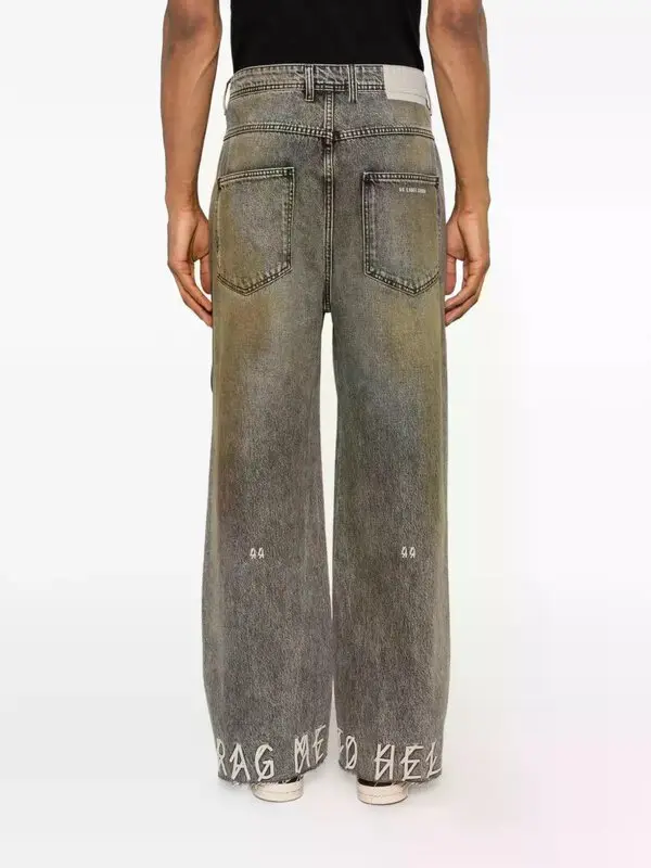 44 LABEL GROUP Wide Leg Jeans With Strap - Grey